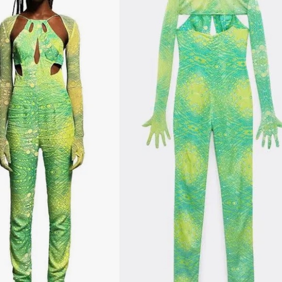 Zara | Pants & Jumpsuits | Zara The Alien Halloween Collection Jumpsuit ...
